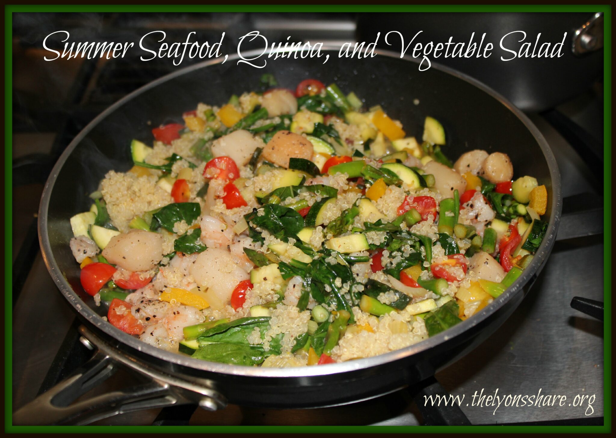 Summer seafood, quinoa, and vegetable salad recipe